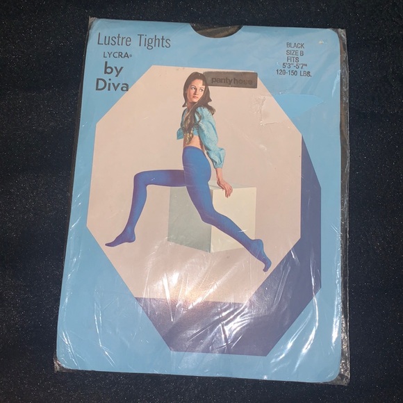 Diva | Accessories | Vintage Lustre Tights By Lycra By Diva Black Size ...
